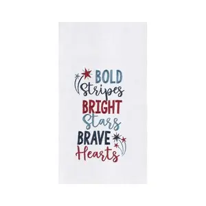 C&F HOME Bold Stripes Bright Stars Brave Hearts 4th Of July Kitchen Towel - White