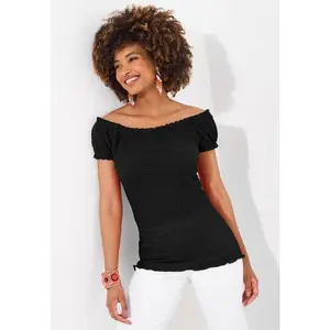 JOE BROWNS Off-the-shoulder Smocked Bodice Top - Black