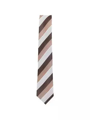 Tagliatore Striped Neck Tie - Brown