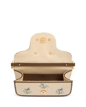 Valentino Garavani Loco Vlogo Small Embroidered Linen Shoulder Bag
