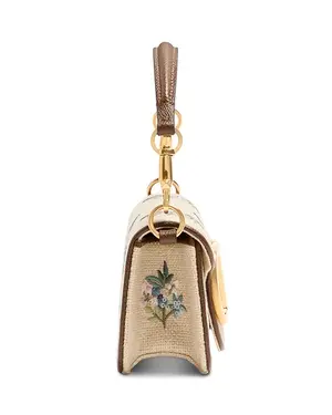 Valentino Garavani Loco Vlogo Small Embroidered Linen Shoulder Bag