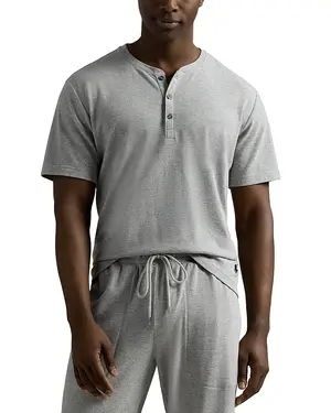 Polo Ralph Lauren Feather Weight Mesh Short Sleeve Henley - Heather/navy