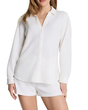 Spanx Airessentials Oversized Button Down Shirt - Powder
