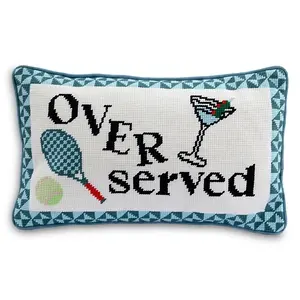 FURBISH Overserved Needlepoint Pillow, 15 X 9 - Teal