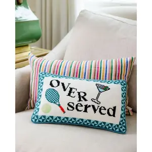FURBISH Overserved Needlepoint Pillow, 15 X 9