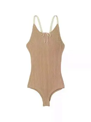 Tory Burch Colorblock Ribbed Bodysuit - Neutrals