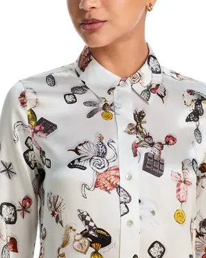 L'Agence Dani Butterfly Blouse - Ecru Multi Lock Butterfly
