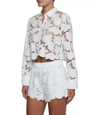 L'Agence Seychelle Cropped Button-down Blouse - Ivory