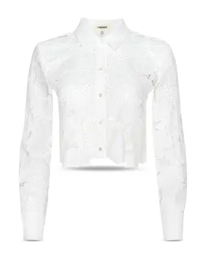 L'Agence Seychelle Cropped Button-down Blouse - Ivory