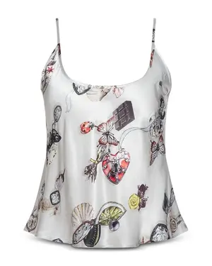 L'Agence Charmy Camisole Top - Ecru Multi Butterfly