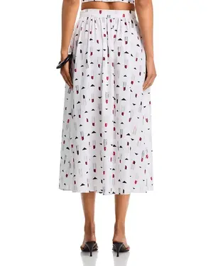 L'Agence Seina Printed Midi Skirt
