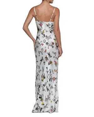 L'Agence Sayla Printed Silk Gown - Ecru Multi Butterfly