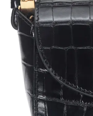 Vince Sabrina Croc-embossed Mini Top-handle Bag - Black