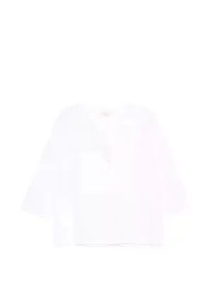 RELAX RE-LUX V-neck Three-quarter Sleeve Tunic Top