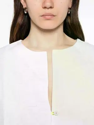 RELAX RE-LUX V-neck Three-quarter Sleeve Tunic Top