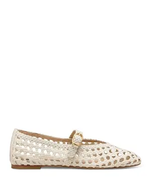 STUART WEITZMAN Prim Woven Leather Ballet Flats - Cream