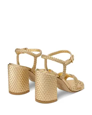 STUART WEITZMAN Alyssa Woven High Heel Sandals - Golden