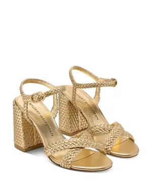 STUART WEITZMAN Alyssa Woven High Heel Sandals - Golden