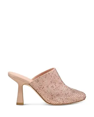 STUART WEITZMAN Thalia Shine Embellished Leather Mule Pumps