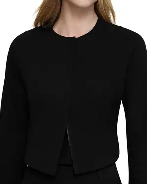 Lafayette 148 New York Collarless Zip-up Jacket