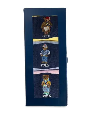 Polo Ralph Lauren Embroidered Crew Socks, Pack Of 3