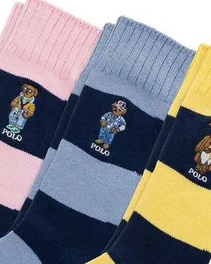 Polo Ralph Lauren Embroidered Crew Socks, Pack Of 3