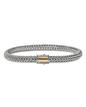 John Hardy 14k Yellow Gold & Sterling Woven Link Chain Bracelet