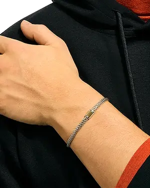 John Hardy 14k Yellow Gold & Sterling Woven Link Chain Bracelet