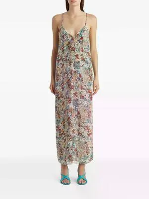 Khaite Taja Floral Chiffon Slip Dress - Neutrals