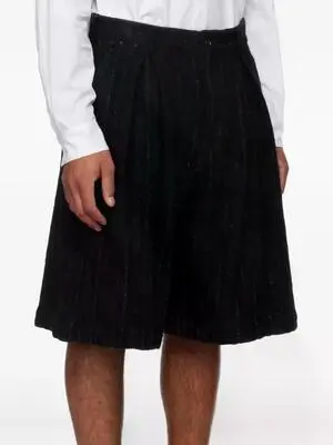 Comme Des Garçons Pinstripe Pleated Shorts - Black