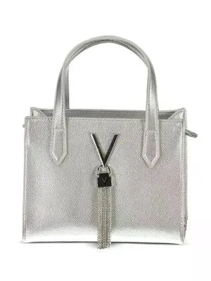 MARIO VALENTINO Divina Textured-metallic Tote Bag - Silver