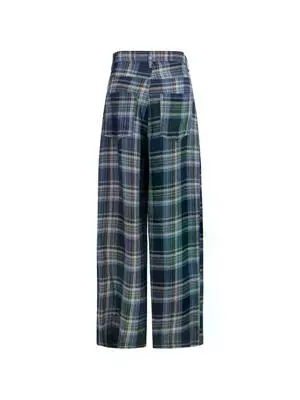 MARBELL Check-pattern Wide Leg Trousers