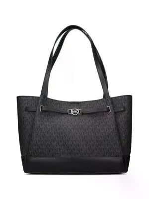 Michael Kors Monogram Shoulder Bag With Logo Plaque