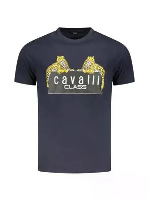 Roberto Cavalli Leopard-print Cotton T-shirt - Blue