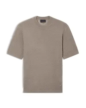 Emporio Armani Honeycomb Wool Short Sleeve Sweater - Beige