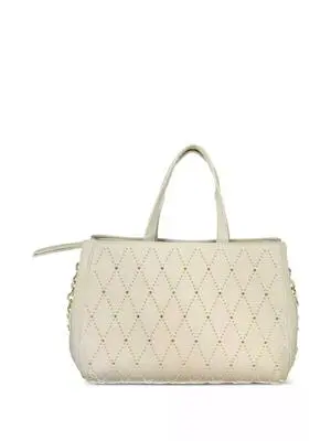 MARIO VALENTINO Stud-embellished Diamond-pattern Tote
