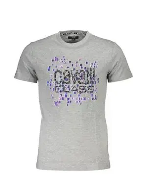 Roberto Cavalli Pixelated Logo-print T-shirt - Grey