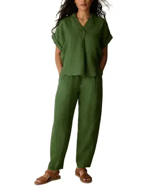 Eileen Fisher Linen Ankle Pleated Lantern Pants - Field