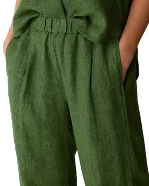 Eileen Fisher Linen Ankle Pleated Lantern Pants - Field