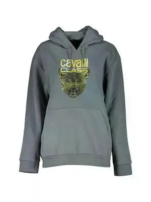 Roberto Cavalli Leopard-print Logo Hoodie - Grey