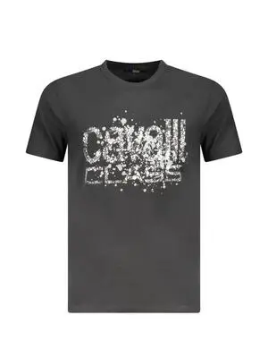 Roberto Cavalli Splatter-print Logo T-shirt - Grey