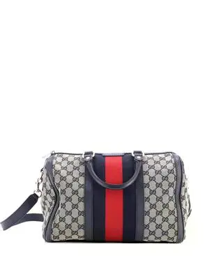 Gucci Vintage Web Boston Bag Gg Canvas - Blue