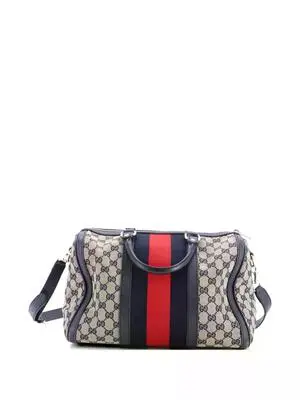Gucci Vintage Web Boston Bag Gg Canvas - Blue