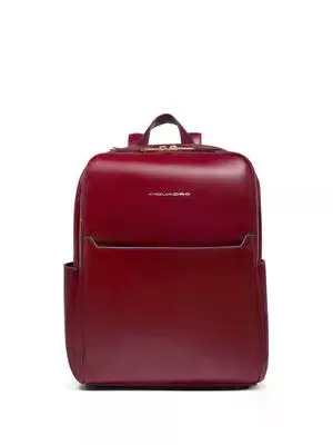PIQUADRO Logo-lettering Leather Backpack - Red