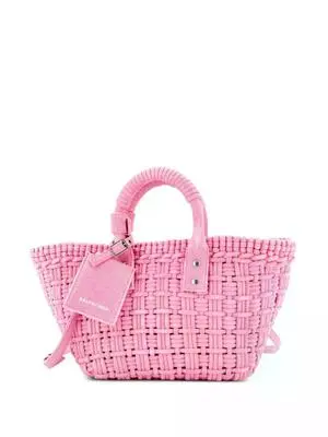 Balenciaga Bistro Panier Woven Denim Xs Tote Bag - Pink