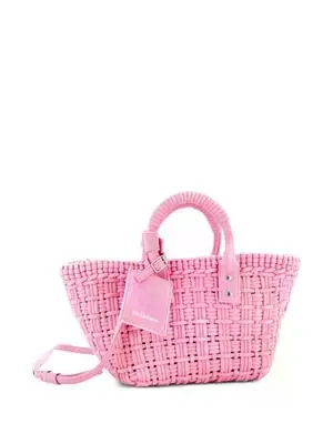 Balenciaga Bistro Panier Woven Denim Xs Tote Bag - Pink