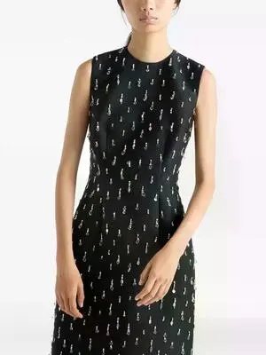 Prada Embroidered Scuba Sheath Dress