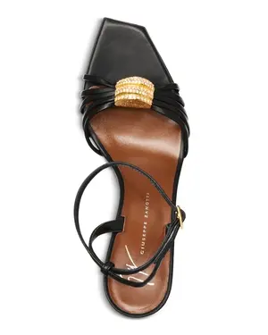 GIUSEPPE ZANOTTI Embellished Leather Sandals - Nero