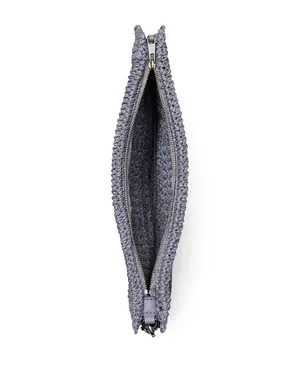 Tory Burch Ella Hand Crochet Straw Pouch - Gray