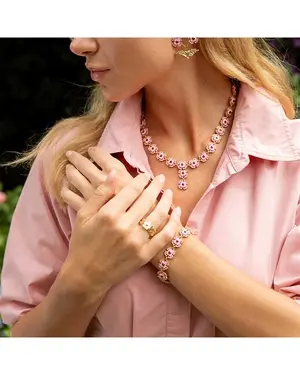 CAPUCINE DE WULF Dianthus Enamel And Jade Bracelet